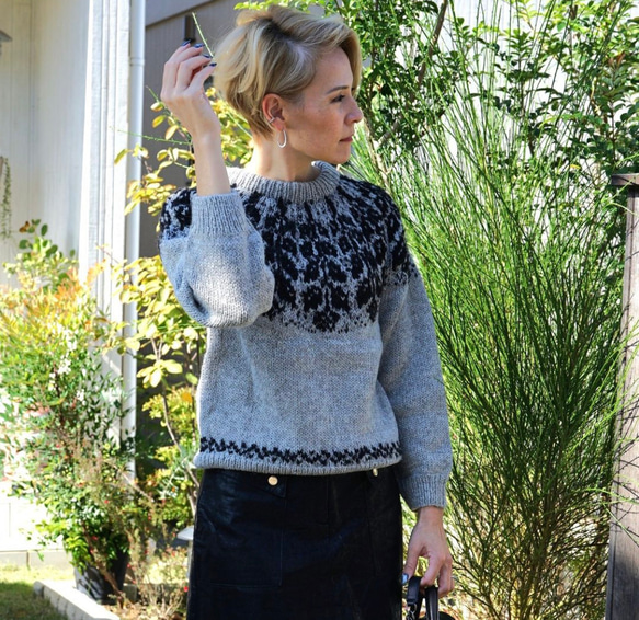 ラスト1点★SALE【即納可】アルパカウール・求心編みプルオーバー（N-430082-グレー）・ペルーニット ニット・セーター desde ...