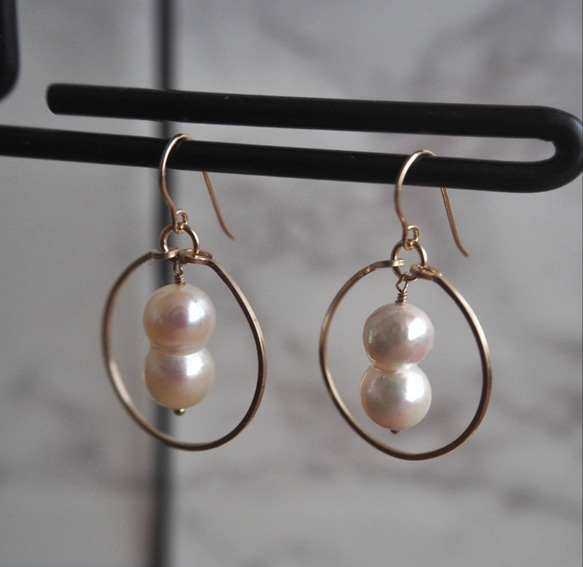 14Kgf×あこや双子パールのピアス ピアス（フック・チェーン） SEA⚓YOU 通販 16389060｜Creema(クリーマ)