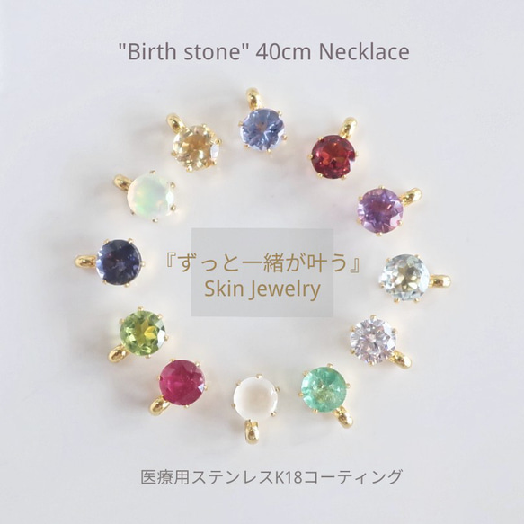 『ずっと一緒が叶う 』Skin Jewelry Birthstone*誕生石ステンレスネックレスK18 ネックレス・ペンダント hanauta 通販 16399579｜Creema(クリーマ)
