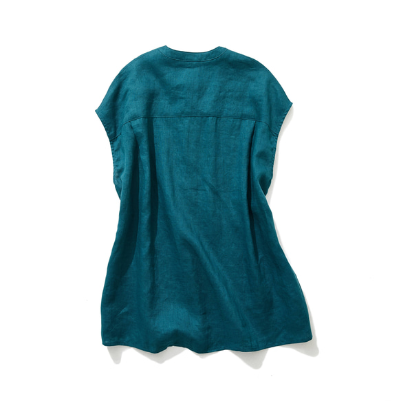 品よくきこなせるリネンブラウス フレンチスリーブトップス 孔雀青 230801-4 ブラウス fall-in&co(talent) 通販 16400067｜Creema(クリーマ)