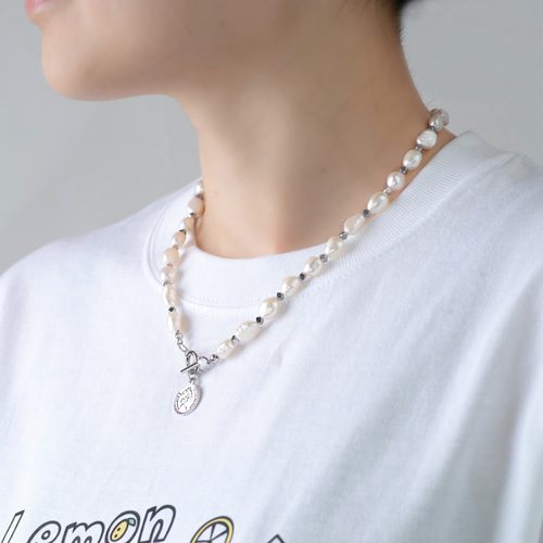 淡水パールとコインマンテルネックレス【シルバー】 ネックレス 淡水パールとコインマンテルネックレス【シルバー】 ネックレス