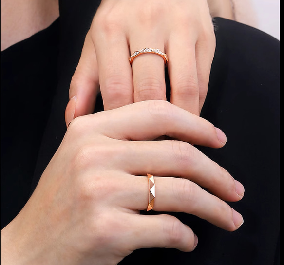 菱格紋ダイヤモンドリング女夏S925 18kメッキ軽奢高級カップルのペアリングです 指輪・リング U.Xi 通販 16404935｜Creema(クリーマ)