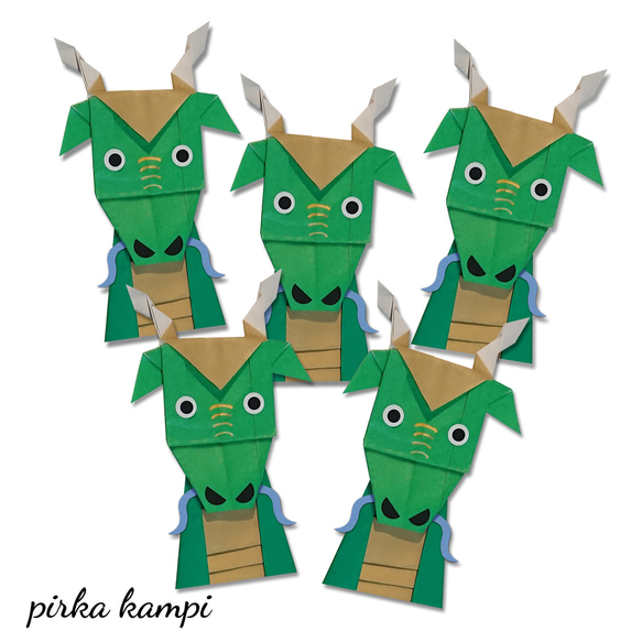 【折り紙】龍（上半身）5匹 その他素材 pirka kampi 通販 16417871｜Creema(クリーマ)