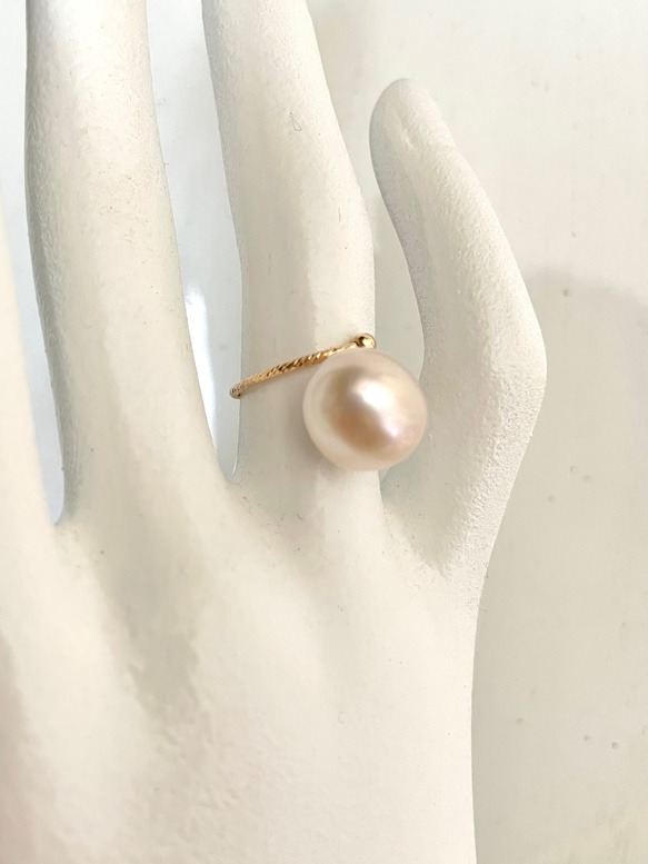 14kgf 大粒バロックパール フォークリング 指輪・リング marjoram 通販｜Creema(クリーマ)