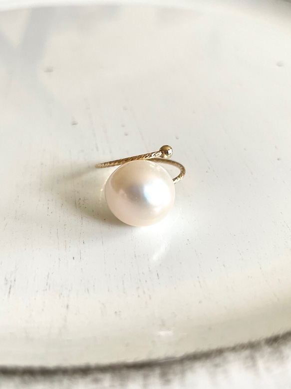 14kgf 大粒バロックパール フォークリング 指輪・リング marjoram 通販 16429201｜Creema(クリーマ)