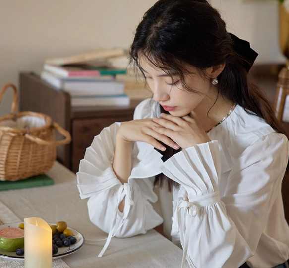 フリル襟 長袖ブラウス シャツブラウス ブラウス hellodream 通販 16430013｜Creema(クリーマ)