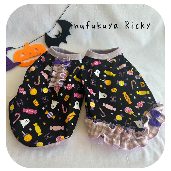 フリフリ☆なハロウィン 黒タンクトップ犬服オーダー（SSS～LLL） 小型犬中型犬 ペット服・アクセサリー 犬服屋Ricky 通販｜Creema(クリーマ) 16432919