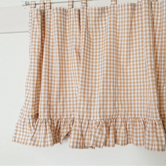 GINGHAM CAFE CURTAIN ( BEG ) 031 カーテン RiRi gingham 通販 16449672｜Creema(クリーマ)