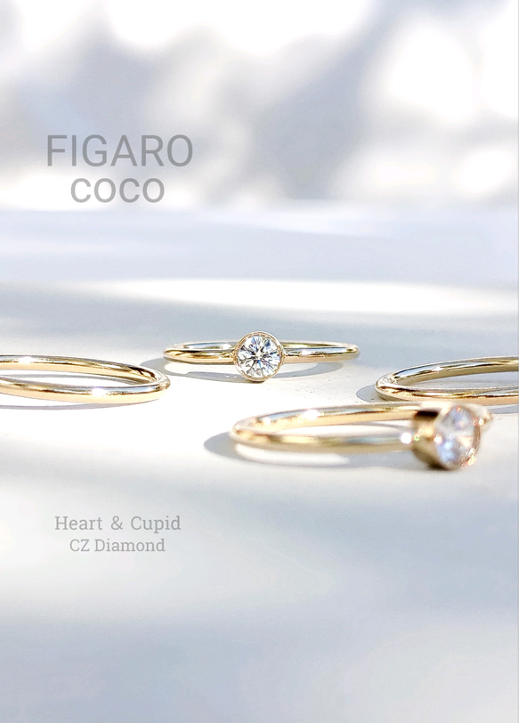 【FIGARO coco】つけっぱなしOK♡Heart & Cupid♡CZダイヤモンド/ベゼル一粒リング/K14GF 指輪・リング 【FIGARO】金属アレルギー対応 通販 16477062 ...