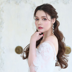 タイニーフラワージルコニアイヤリング/ピアスRLE-61|結婚式 大ぶり ウエディング 花 星 長い ロング パーティー イヤリング・ノン ...