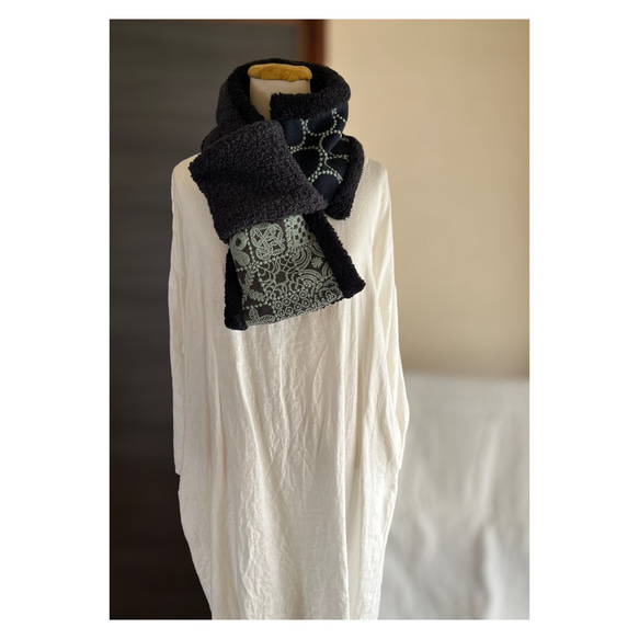 【マフラータイプ】forest tile・tambourineのネックウォーマー ミナペルホネン生地使用 ネックウォーマー rin-koro ...