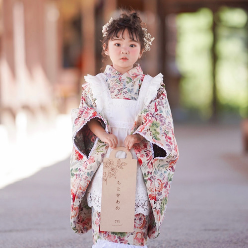 フラワーレース着物&リバーシブル被布set 七五三 3歳 女の子 753 フラワーレース着物&リバーシブル被布set 七五三 3歳 女の子 753