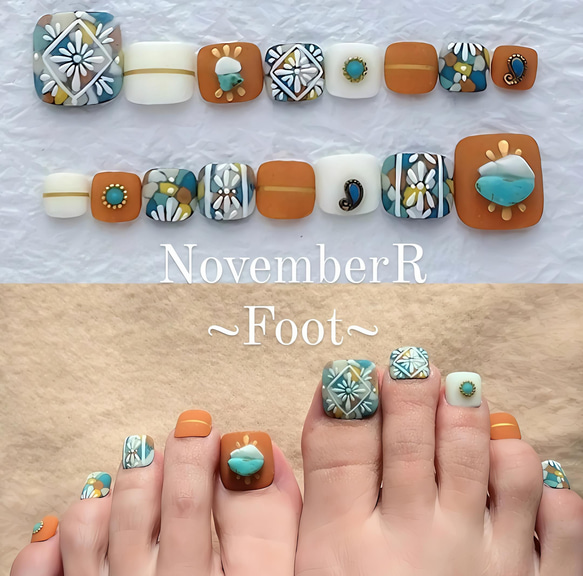 FA081⭐16枚入り⭐モロッカンタイルのエスニックフットネイルチップ ネイルチップ（つけ爪） NovemberR 通販 16498940 ...