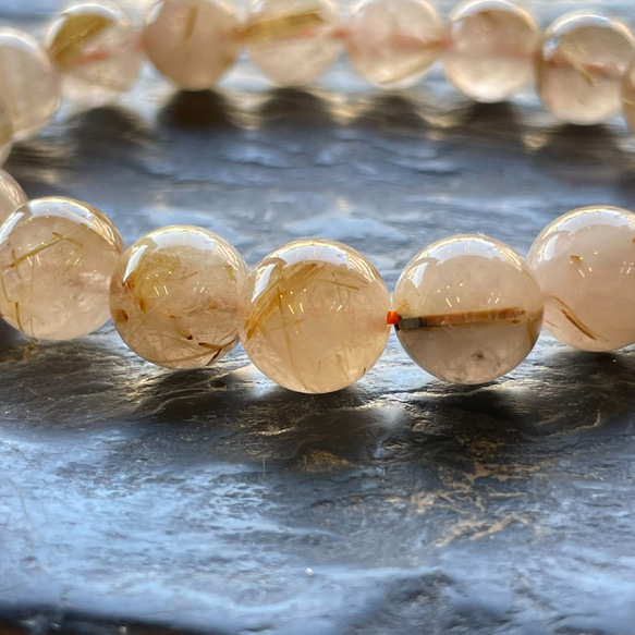 ☆一点物・moo1☆ゴールドタイチンルチルクォーツブレスレット/11mm!!八白土星のお守り天然石 贈り物やプレゼントに ブレスレット moo ...