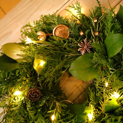 [クリスマス2025]♡Msize Xmas森のフレッシュ リース Φ30cm ledライト付 ♡ リース grænn natureグランナチュレ 通販 16501503｜Creema(クリーマ)