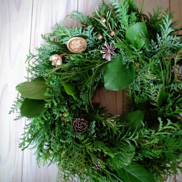 [クリスマス2025]♡Msize Xmas森のフレッシュ リース Φ30cm ledライト付 ♡ リース grænn natureグランナチュレ 通販 16501503｜Creema(クリーマ)