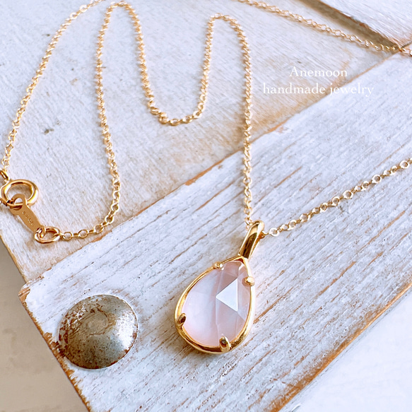 ピンクシェルとクリスタルAAA 14kgf製ネックレス 約12×8mm雫型 約40cm ネックレス・ペンダント Anemoon 通販 16506316｜Creema(クリーマ)