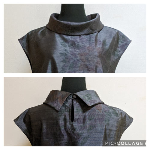 SOLD 着物リメイク ワンピース 大島紬 M〜L ワンピース さらあお SOLD 着物リメイク ワンピース 大島紬 M〜L ワンピース さらあお