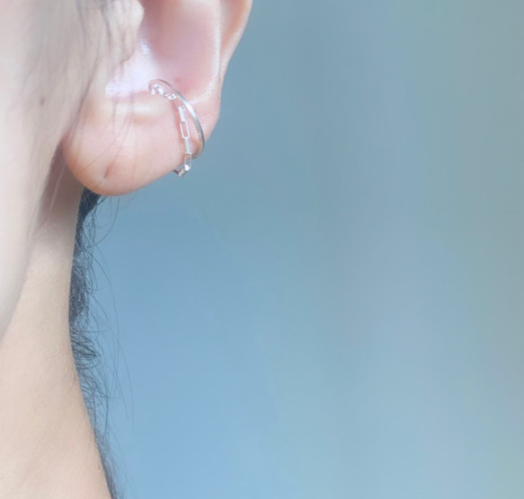 silver925 box chain ear cuff チェーン 二連 イヤーカフ イヤーカフ f accessory 通販 16511415｜Creema(クリーマ)