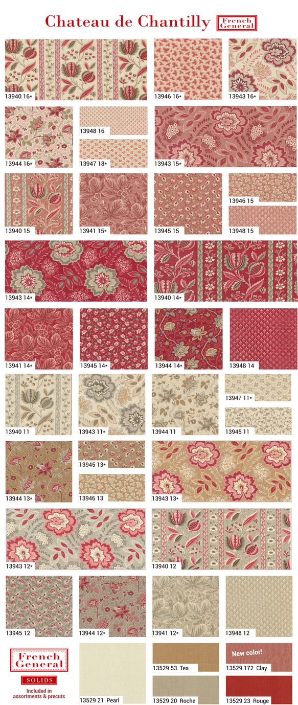 「Chateau de Chantilly」moda Layer Cakes (カットクロス42枚) フレンチジェネラル はぎれ studio ...