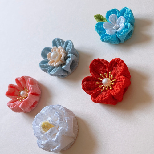 ちりめん紐の髪飾り*桜柄ピンク☆ちょい足しやメインにも!◯U ちりめん紐の髪飾り*桜柄ピンク☆ちょい足しやメインにも!◯U