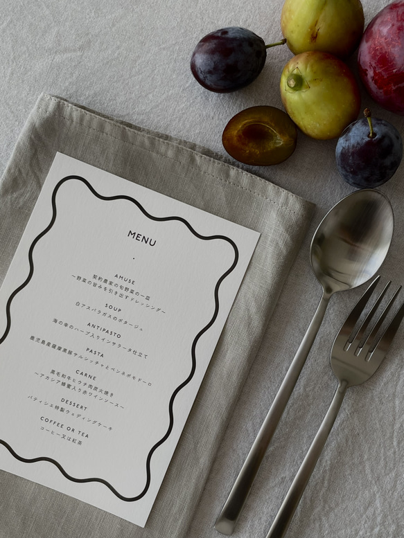 MENU表【 wave | B6 】30部〜 席次表・席札・メニュー表 YAYU design 通販 16515683｜Creema(クリーマ)