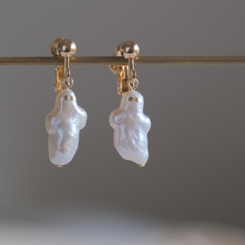 金継ぎパールおばけちゃん Draugur earring ゴースト バロック 金継ぎパールおばけちゃん Draugur earring ゴースト バロック