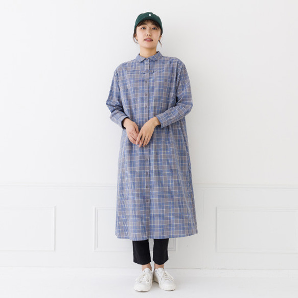 コットンリネンチェックシャツワンピース ワンピース kermu 通販｜Creema(クリーマ) 16534776