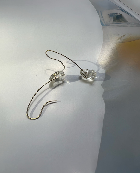 k14gf Snow・herkimer diamond NY ピアス（フック・チェーン） unpino 通販｜Creema(クリーマ)