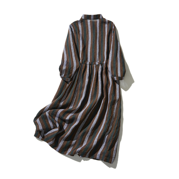 視線奪われるストライプシャスワンピース リネン100％ リネンワンピース 230915-1 ワンピース fall-in&co(talent) 通販 16538893｜Creema(クリーマ)