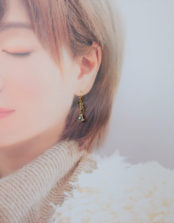 d32-73【富と繁栄】【レスカ】しずくドロップと【シトリン】のアレンジピアス（パーツ変更可能） ピアス（フック・チェーン） DROP...【納期最大1週間】 通販｜Creema(クリーマ)