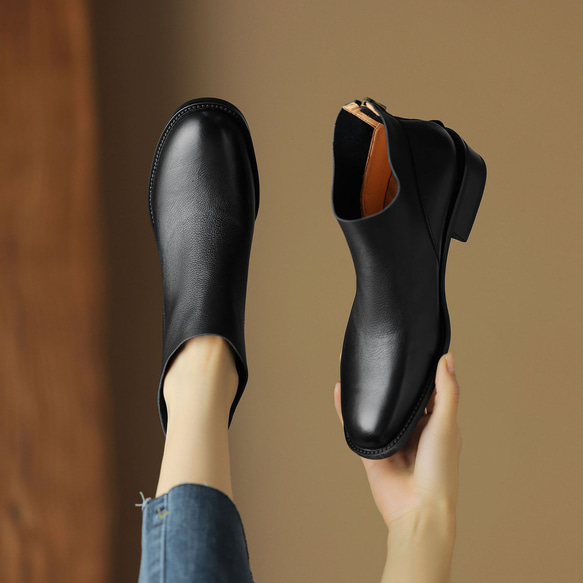 23秋冬新作レディース本革靴お洒落個性シューズ ショートブーツ フリースのカスタマイズ #837ブラック⭐配送無料⭐ ブーツ 鹿の ...