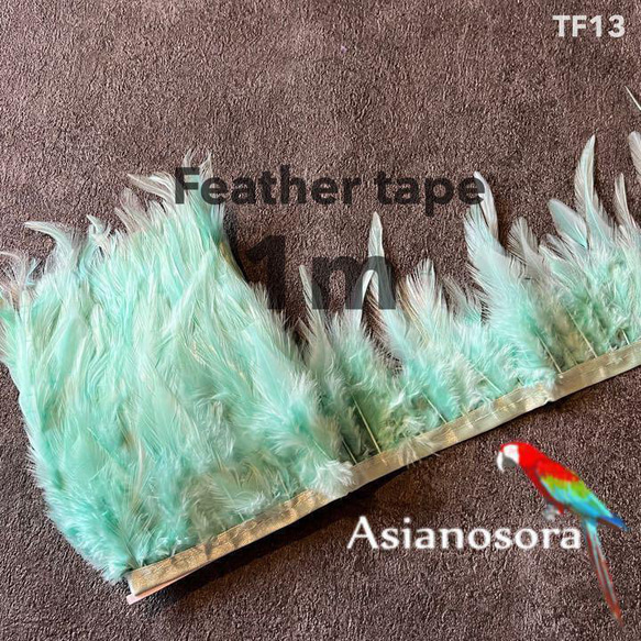 【TF13 ミント】1m 羽根 フェザー テープ リボン 衣装 羽 装飾 リボン・テープ 羽根専門店 Asianosora 通販 16565552｜Creema(クリーマ)