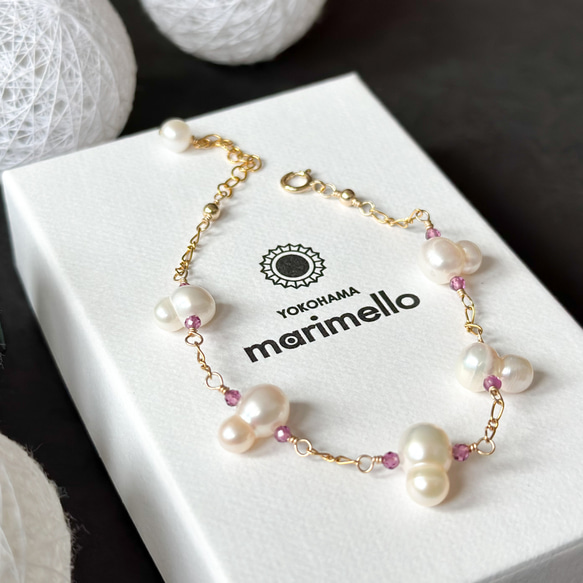 14kgf*淡水ツインパールのスノーマンブレスレット ブレスレット marimello 通販 16566288｜Creema(クリーマ)