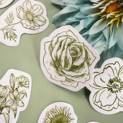 2021最新のスタイル 植物 花 シール 手帳 雑貨 ステッカー フレークシール コラージュ campitibraga.com.br