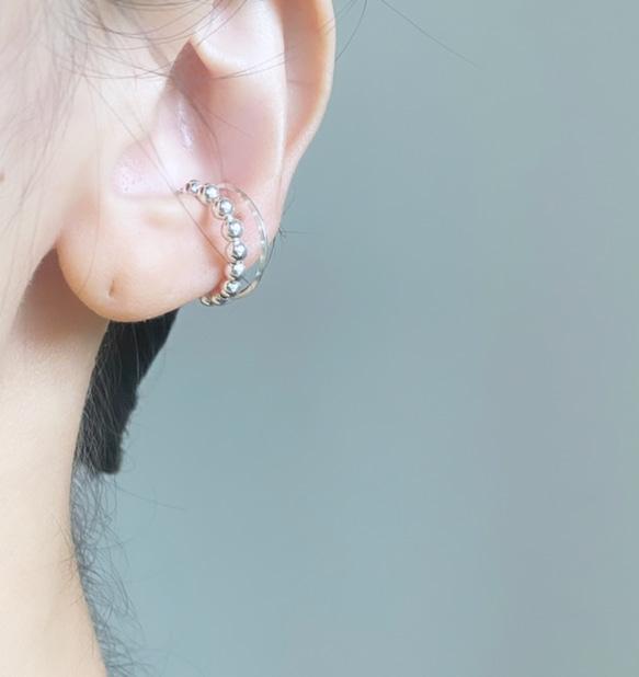 silver925 ball hoop cuff 2連 イヤカフ イヤーカフ イヤーカフ f accessory 通販 16586730｜Creema(クリーマ)