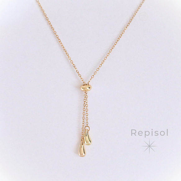 ラリエット ティアドロップ 雫 Y 字 ネックレス スライド式 /サージカルステンレス ゴールド ネックレス・ペンダント Repisol 通販 ...