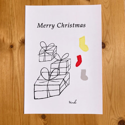 【クリスマス】【ポスター】クリスマスブーツとプレゼントのMerry Merry Christmas☆サンタクロース＊A4 その他インテリア雑貨 ...