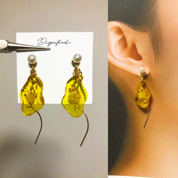 黄色レビンピアス ピアス（スタッド・一粒） dignified 通販 16636714｜Creema(クリーマ)