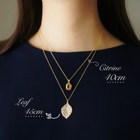残り1点 】14kgf ジルコニア輝く 黄金の葉 ミドルレングス・ネックレス （45cm） ネックレス・ペンダント Canattelle 通販｜Creema(クリーマ) 16636727