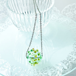 中空1つ玉ネックレス粒々 (クリアグリーン＋シルバーブラウン) ネックレス・ペンダント akyan. glass 通販 16637320 ...