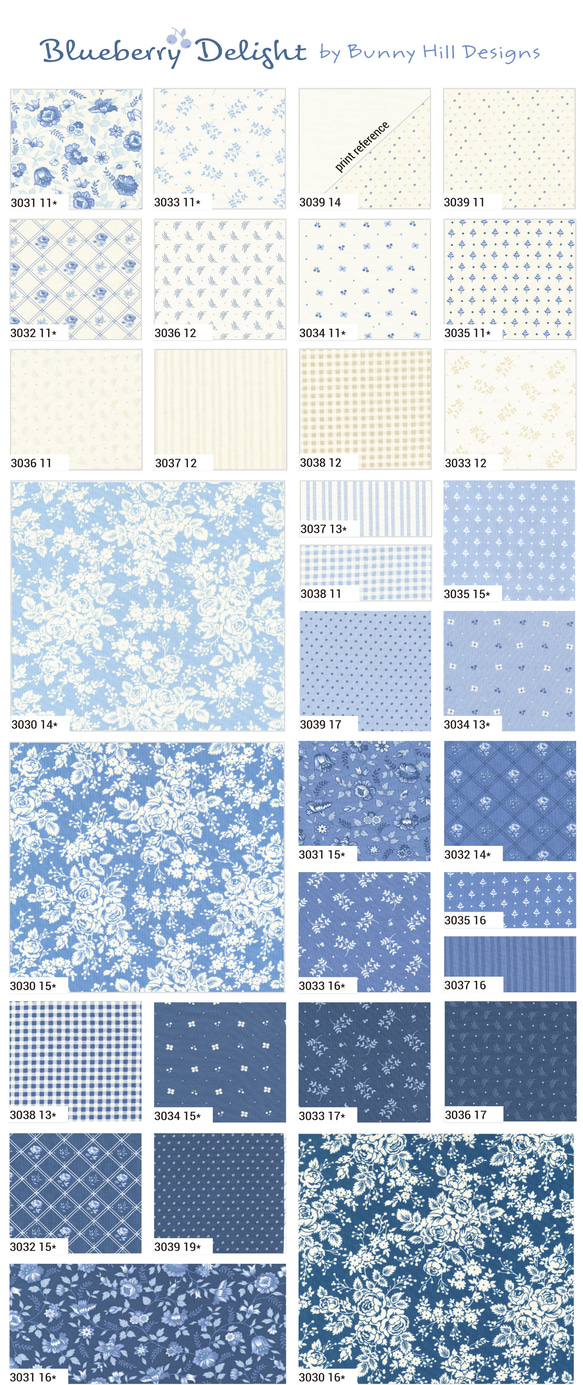 「Blueberry Delight」moda Charm Pack (42枚) Bunny Hill Designs はぎれ studio ...