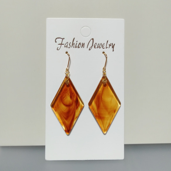 【秋.冬】べっ甲カラー ひし形 シンプル アクリル ピアス ピアス（フック・チェーン） ♩小夏♩pierce ＆ earring 通販 ...