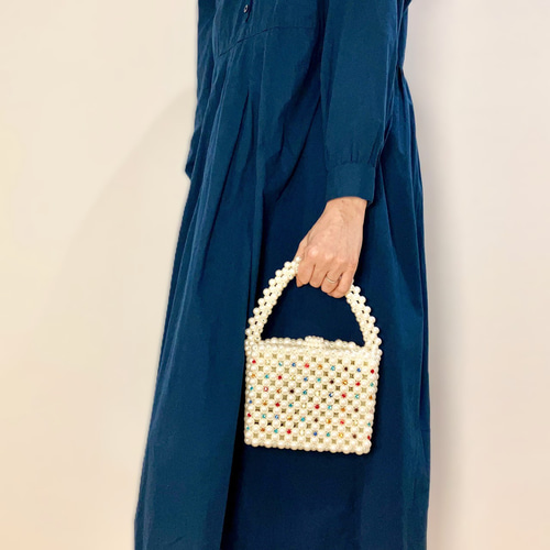 キラキラビジューとパールの姫系ビーズバッグ 結婚式 披露宴 キラキラビジューとパールの姫系ビーズバッグ 結婚式 披露宴