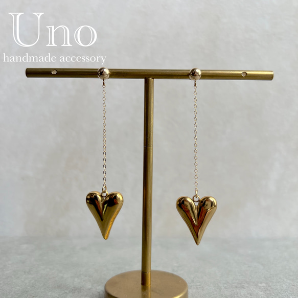 plump heart (gold/long) ピアス（その他） Uno 通販 16666796｜Creema(クリーマ)