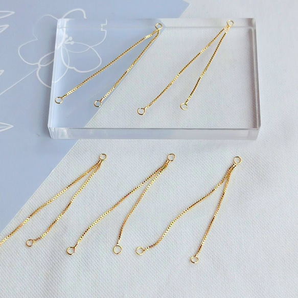 【2個】14kgp 2連 ボックスチェーン コネクターチャーム 上下カン付き つなぎパーツ アクセサリーパーツMP055 金具・チェーン Little Beans 通販 16670017 ...