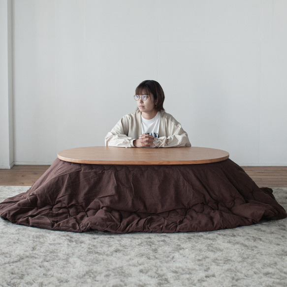 アルダー材のオーバルこたつ / ふとん付[120cm] 素材・ふとんカラーを選べます。フラットヒーター 日本製 こたつ ビスコット 通販 ...