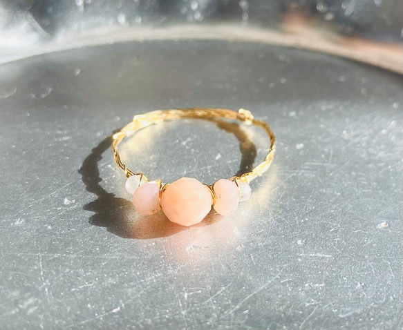 ピンクオパール ラウンドカット 5mm、ボタンカット、ローズクォーツ、巻きリング/k14gf 指輪・リング mayumi rings 通販 ...