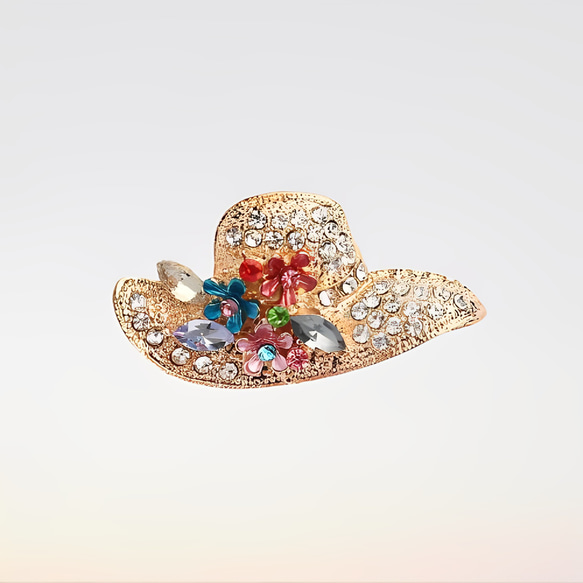 H1822 麦わら帽子 キラキラ フラワーブローチ/ゴールド ブローチ HKL 通販｜Creema(クリーマ)