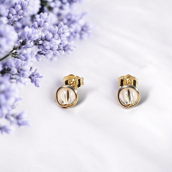 【4月誕生石】クリスタルスタッドピアス/14KGF/シルバー925/天然石 ピアス（スタッド・一粒） A-MORE collection 通販 16685433｜Creema(クリーマ)